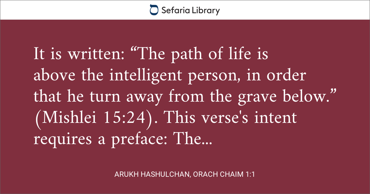 Arukh HaShulchan, Orach Chaim 1:1 | Sefaria Library