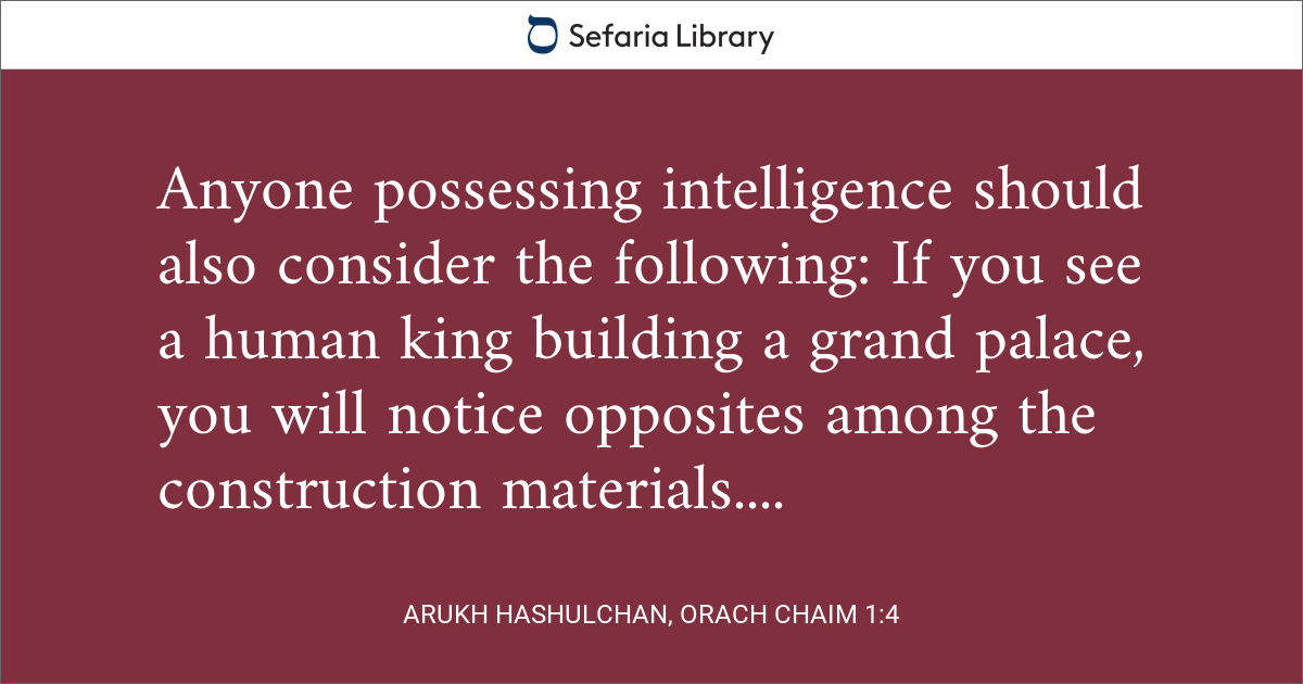 Arukh HaShulchan, Orach Chaim 1:4 | Sefaria Library