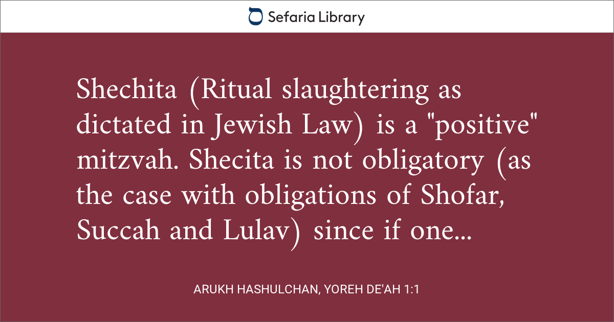 Arukh HaShulchan, Yoreh De'ah 1:1 | Sefaria Library