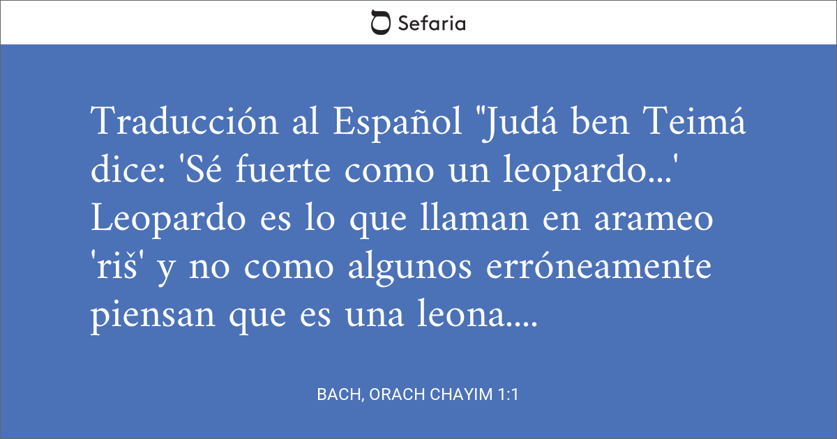 Bach, Orach Chayim 1:1