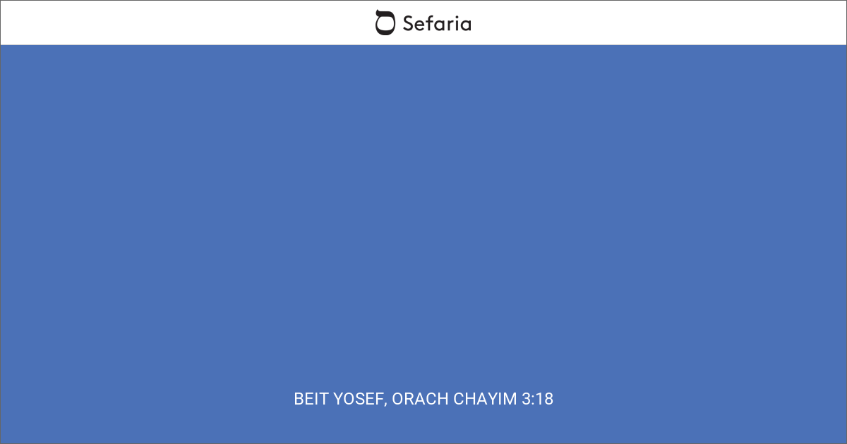 Beit Yosef, Orach Chayim 3:18 | Sefaria Library