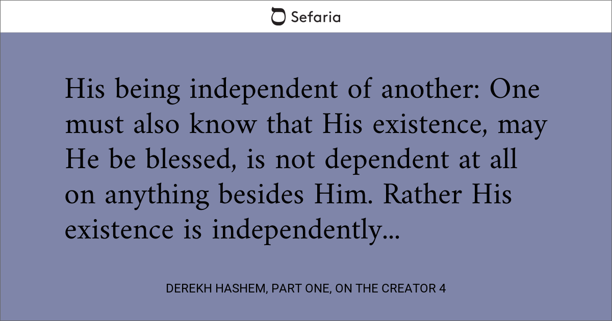 Derekh Hashem, Part One, On the Creator 4