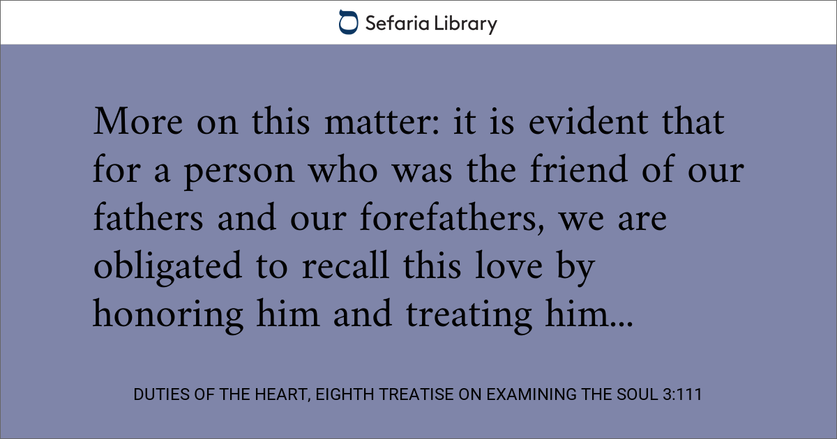Duties of the Heart, Eighth Treatise on Examining the Soul 3:111 ...