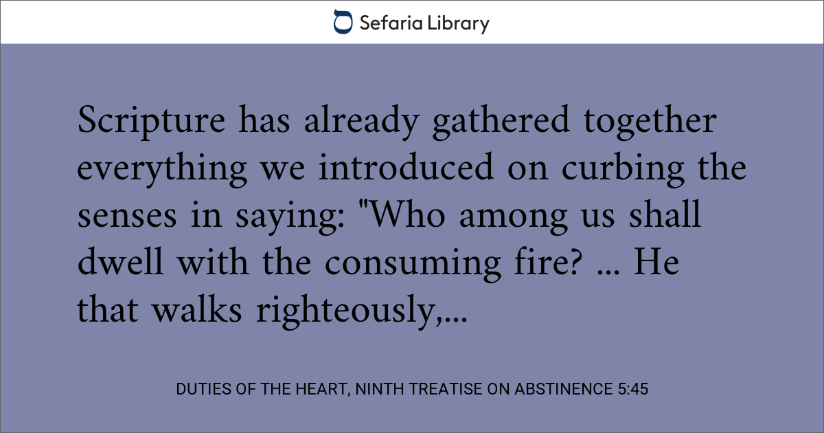 Duties of the Heart, Ninth Treatise on Abstinence 5:45 | Sefaria Library