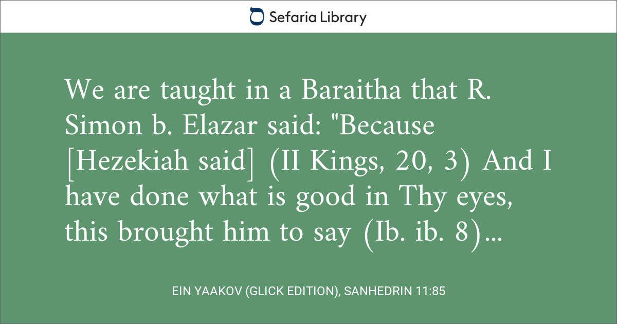 Ein Yaakov (Glick Edition), Sanhedrin 11:85
