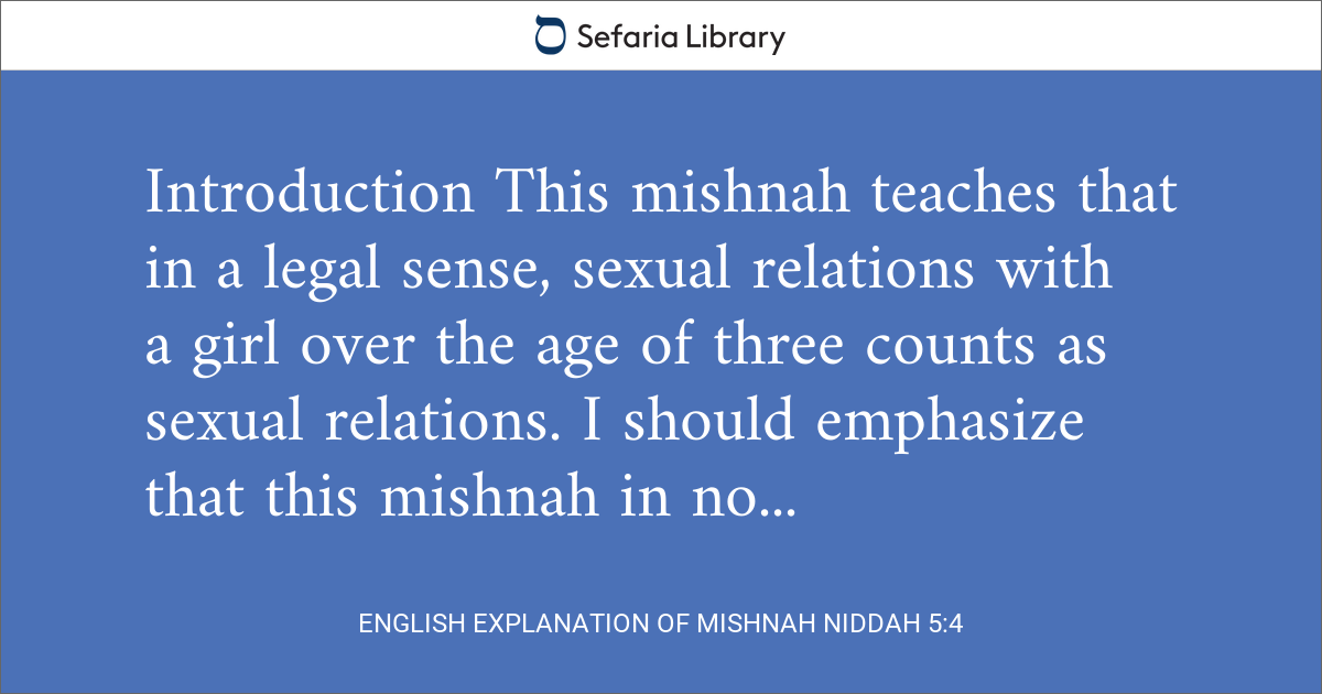 English Explanation of Mishnah Niddah 5:4 | Sefaria Library