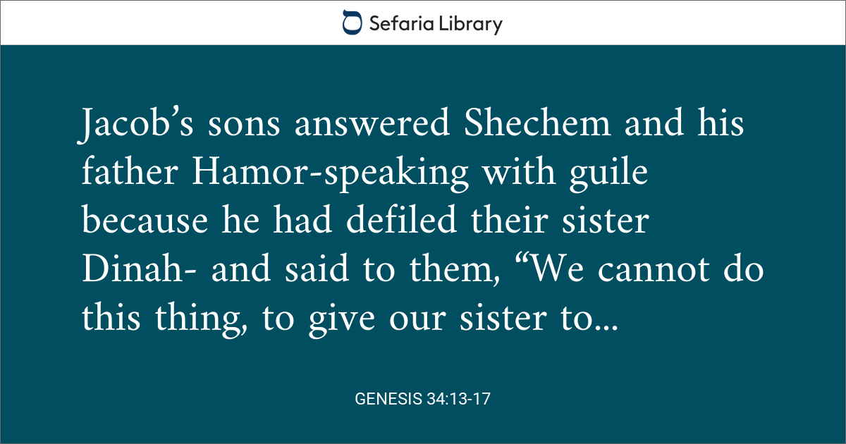 Genesis 34:13-17 | Sefaria Library