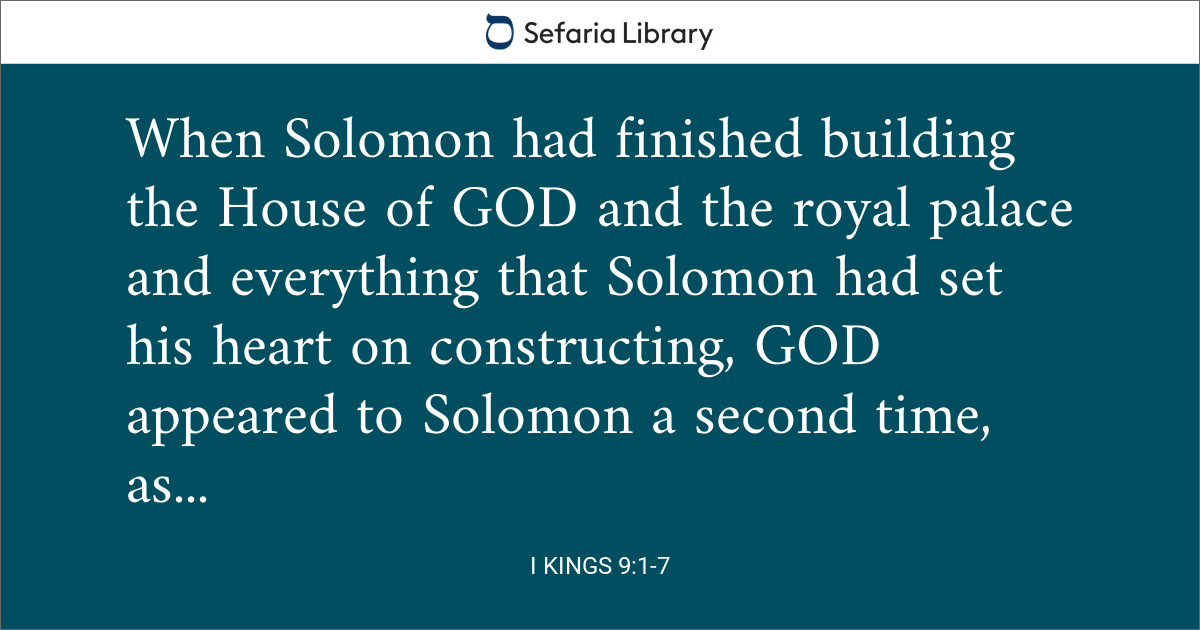 I Kings 9:1-7 | Sefaria Library