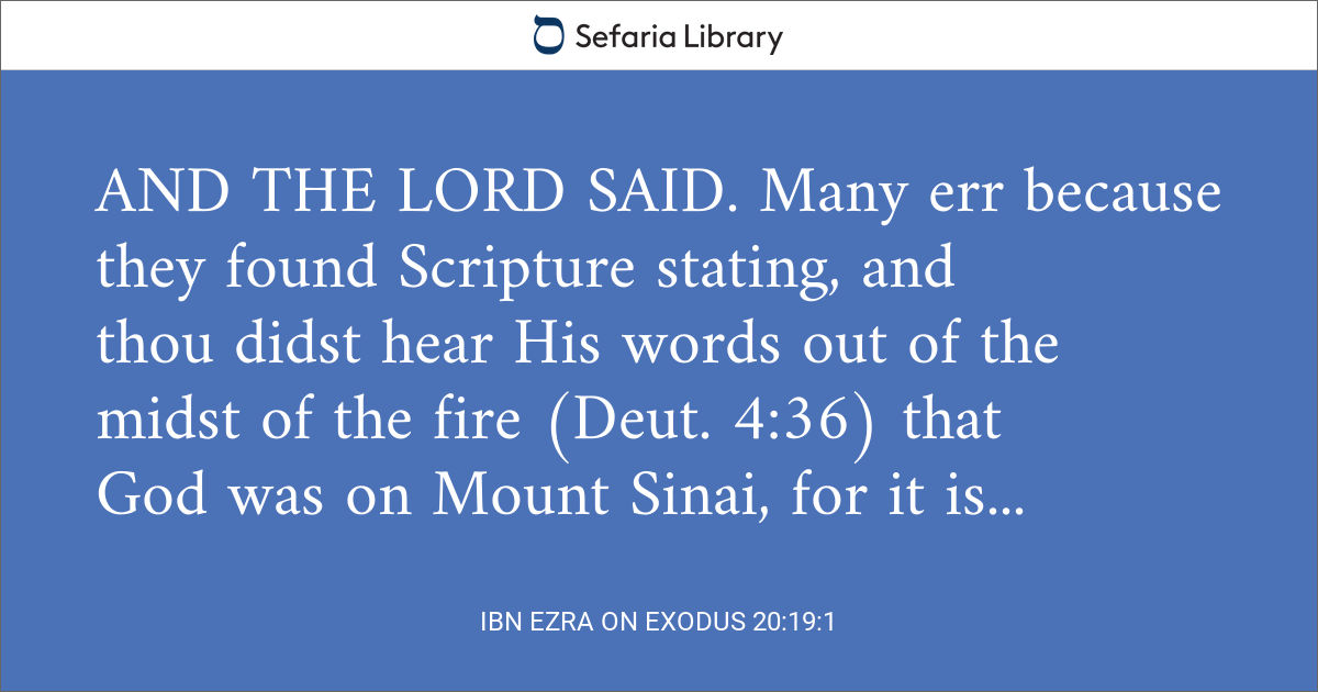 Ibn Ezra on Exodus 20:19:1 | Sefaria Library