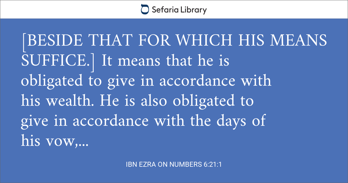 Ibn Ezra on Numbers 6:21:1 | Sefaria Library