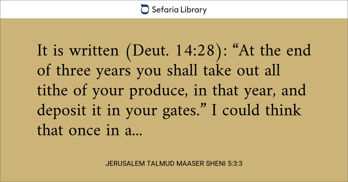 Jerusalem Talmud Maaser Sheni 5:3:3 | Sefaria Library