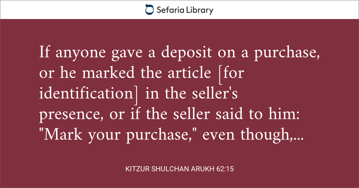 Kitzur Shulchan Arukh 62:15 | Sefaria Library