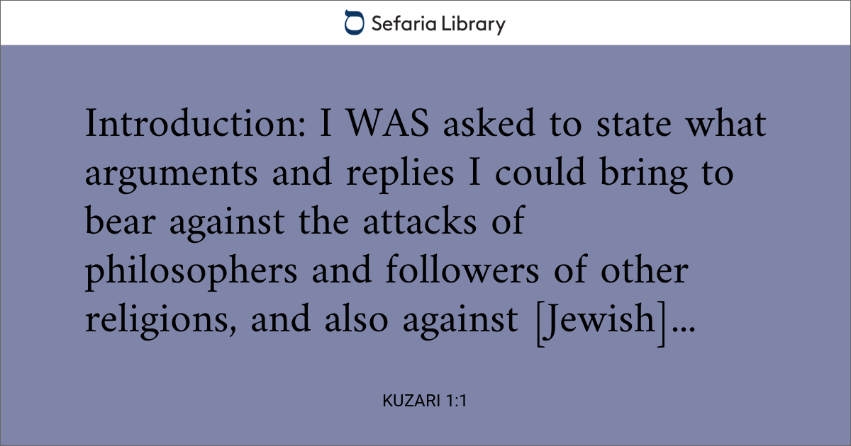 Kuzari 1:1 | Sefaria Library