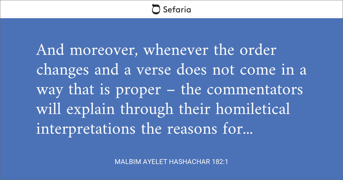 Malbim Ayelet HaShachar 182:1