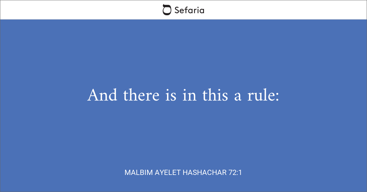 Malbim Ayelet HaShachar 72:1