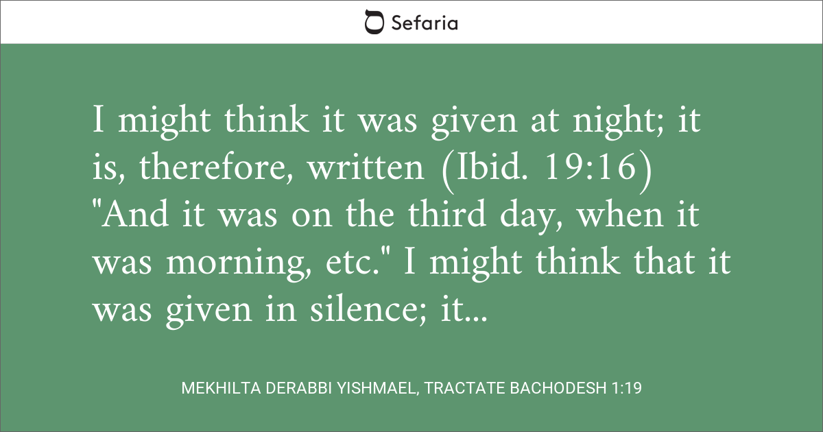 Mekhilta DeRabbi Yishmael, Tractate Bachodesh 1:19