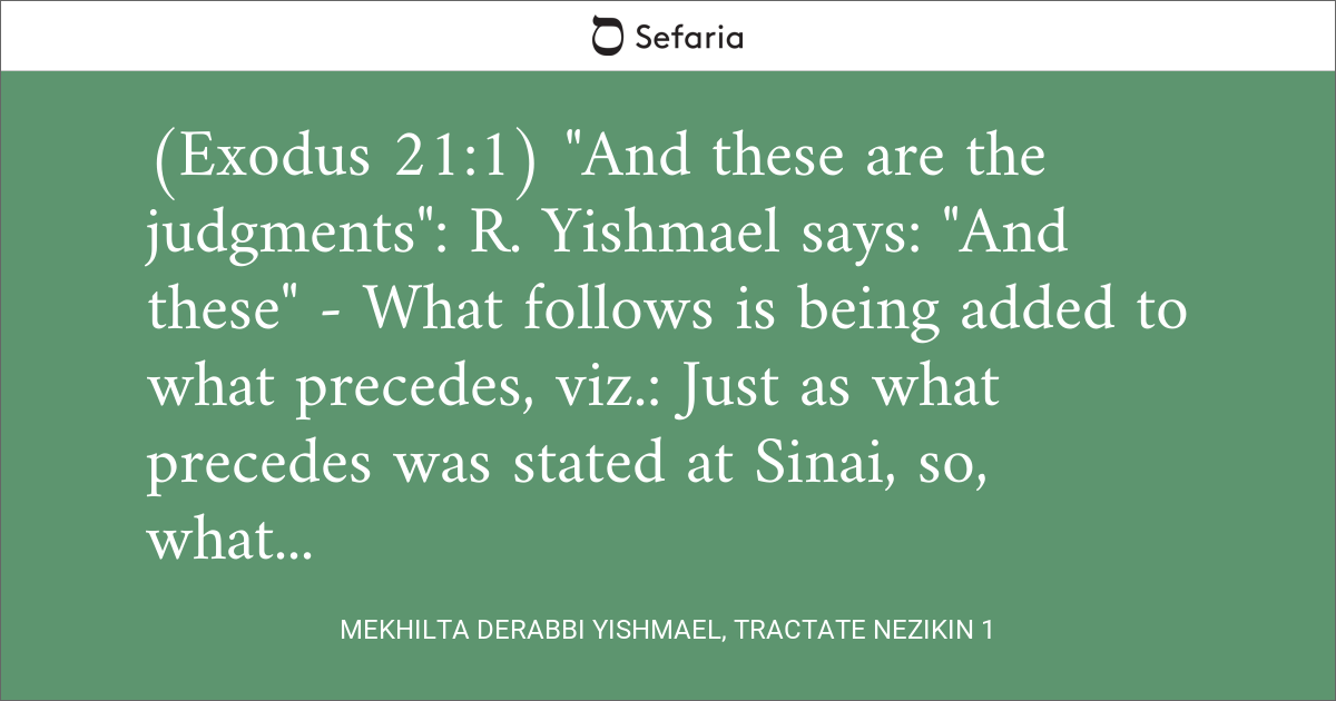 Mekhilta DeRabbi Yishmael, Tractate Nezikin 1