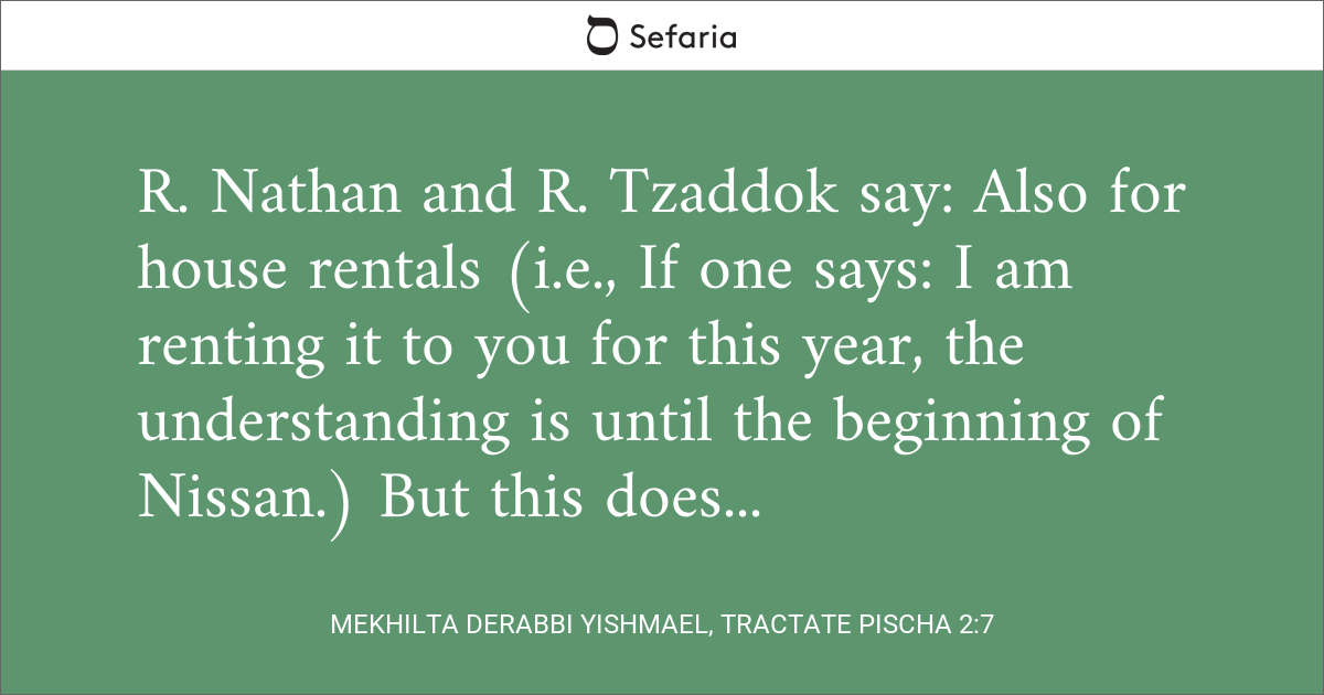 Mekhilta DeRabbi Yishmael, Tractate Pischa 2:7