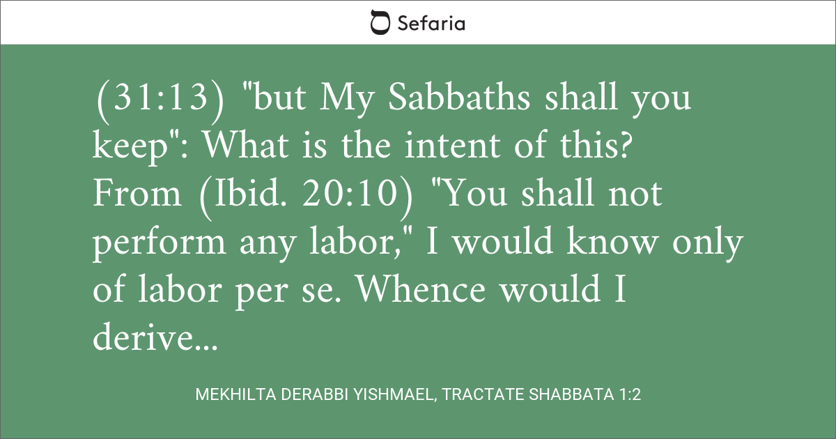 Mekhilta DeRabbi Yishmael, Tractate Shabbata 1:2