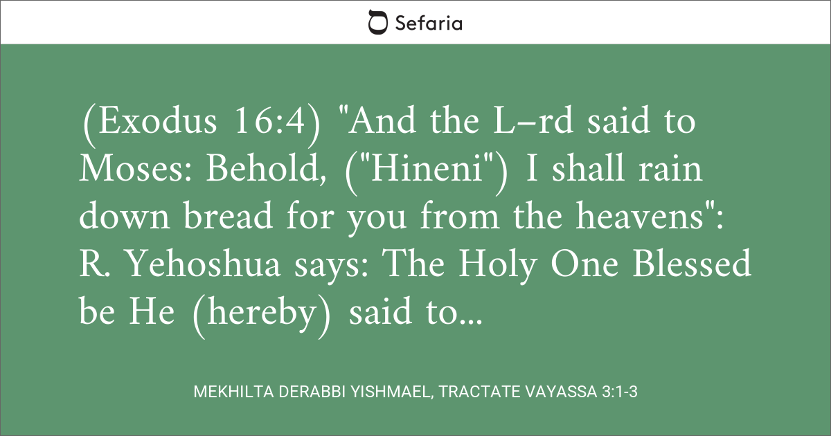 Mekhilta DeRabbi Yishmael, Tractate Vayassa 3:1-3