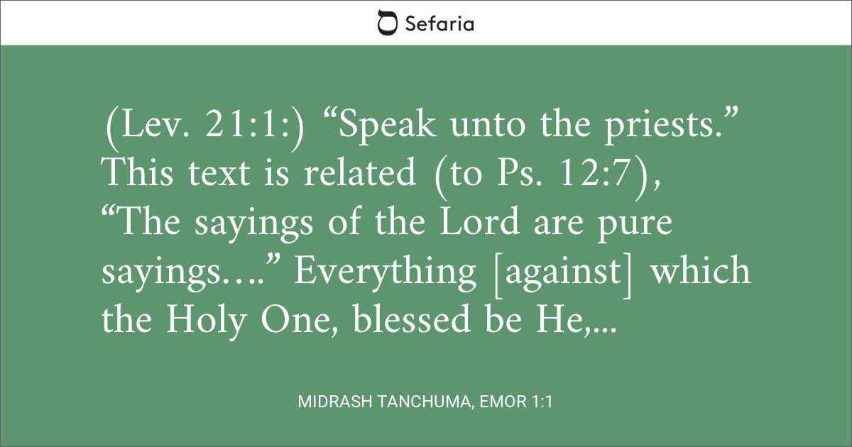 Midrash Tanchuma, Emor 1:1