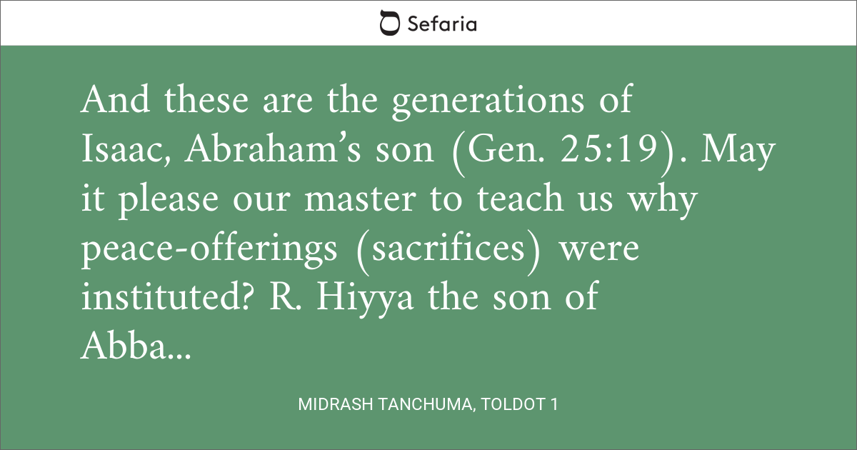 Midrash Tanchuma, Toldot 1