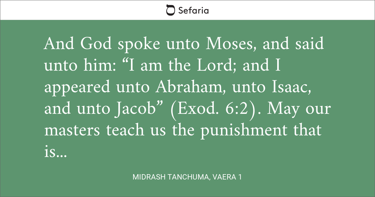 Midrash Tanchuma, Vaera 1