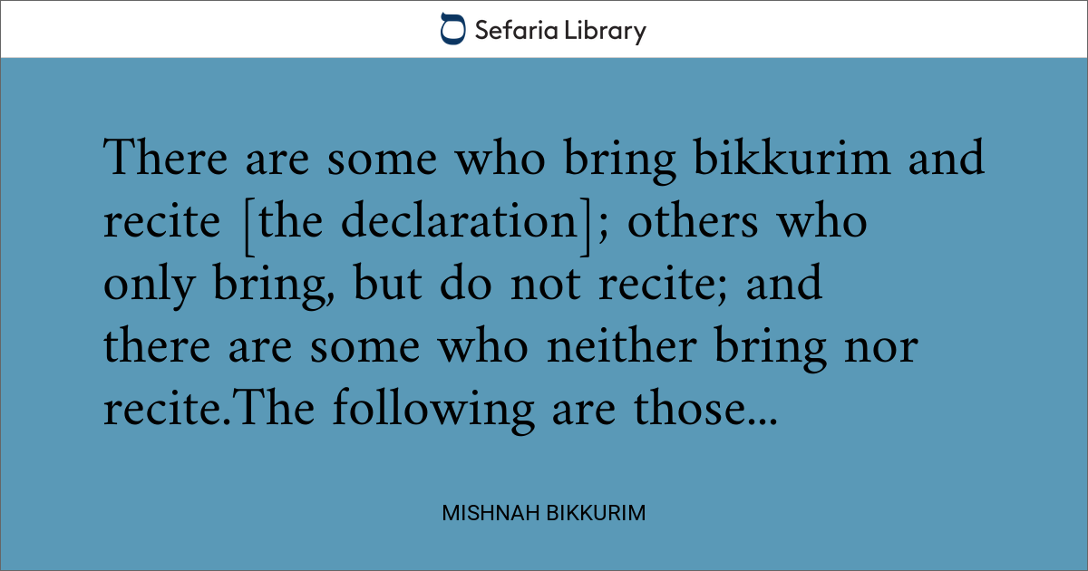 Mishnah Bikkurim | Sefaria Library