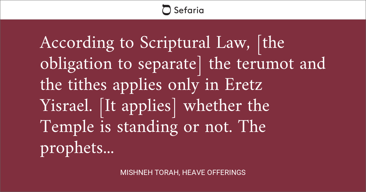Mishneh Torah, Heave Offerings