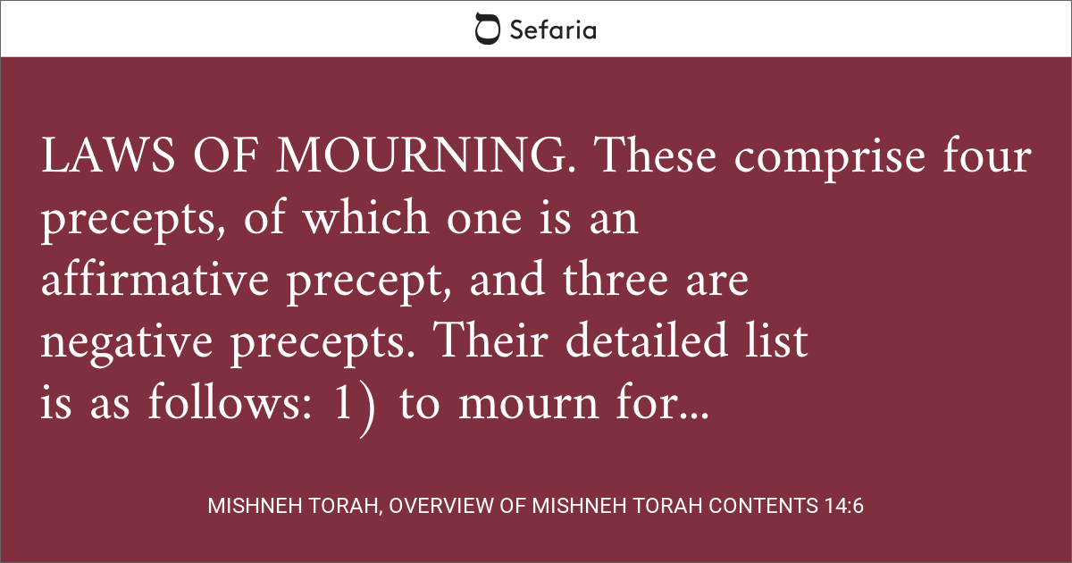 Mishneh Torah, Overview of Mishneh Torah Contents 14:6