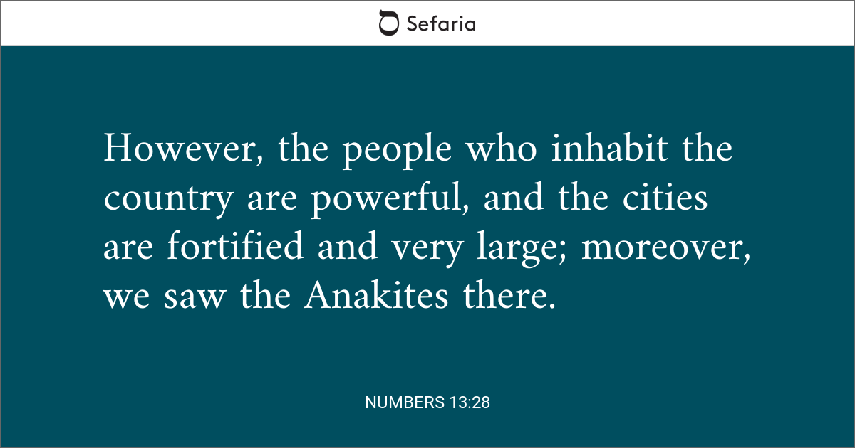 Numbers 13:28 | Sefaria Library
