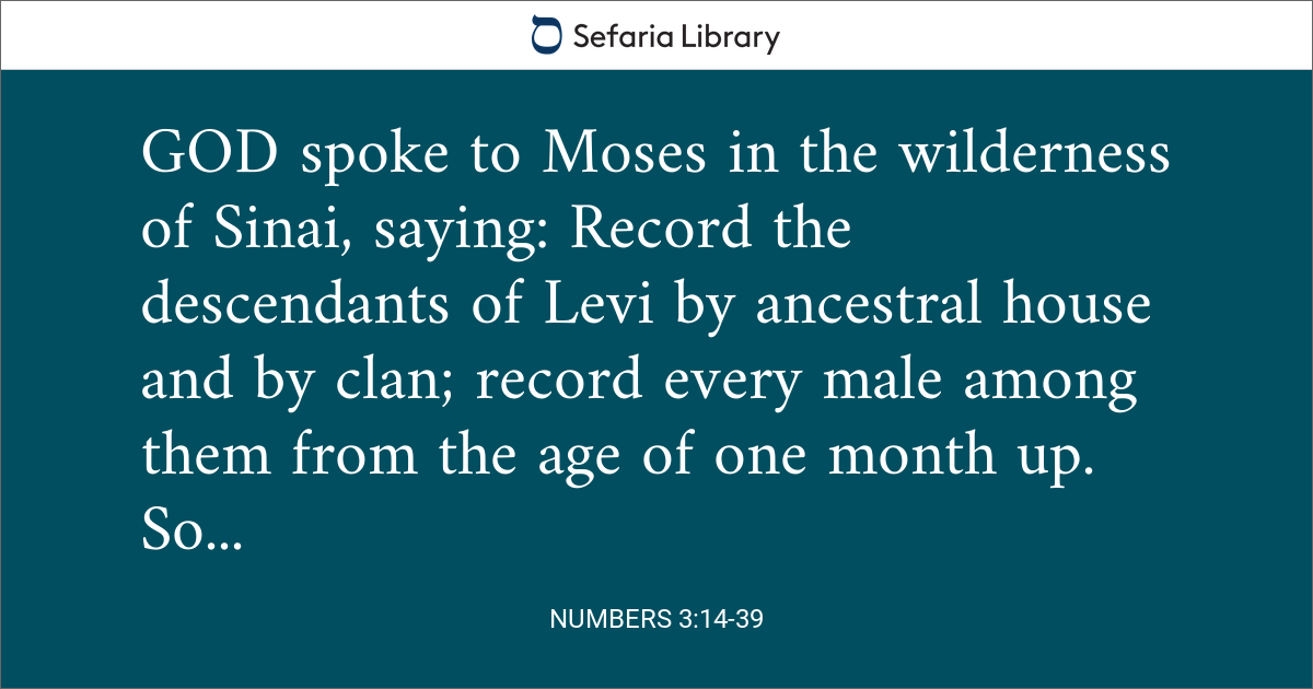 Numbers 3:14-39 | Sefaria Library