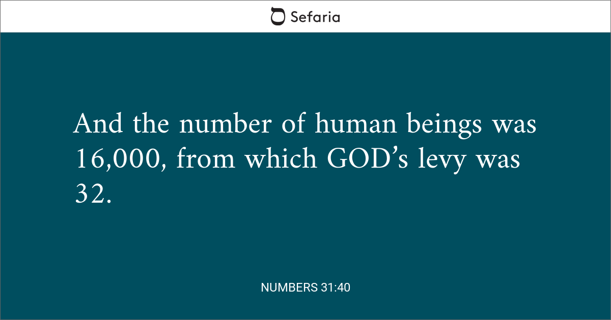 Numbers 31:40 | Sefaria Library