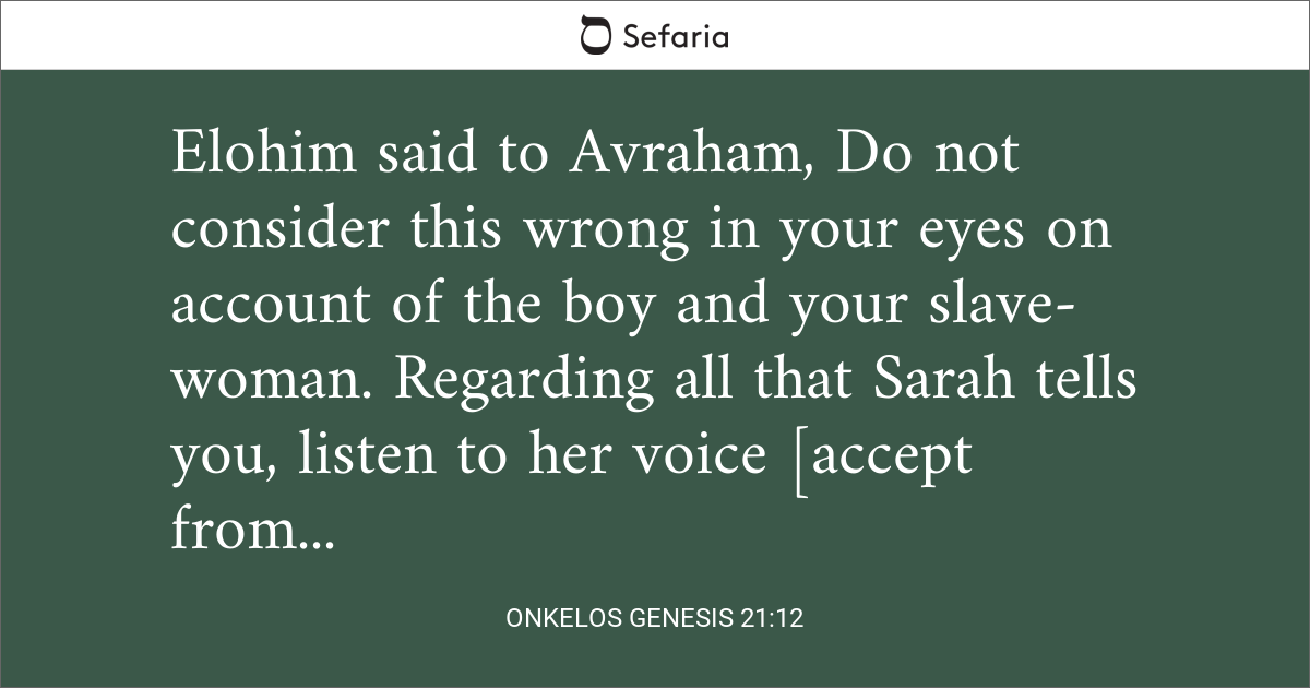 Onkelos Genesis 21:12