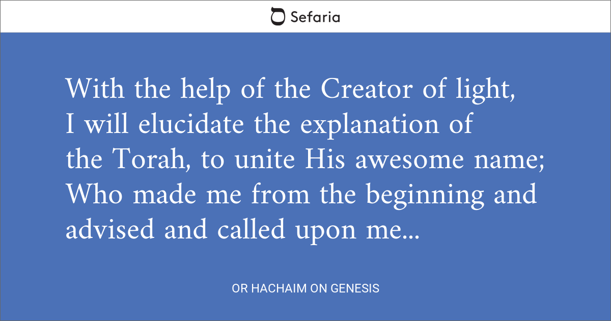 Or HaChaim on Genesis
