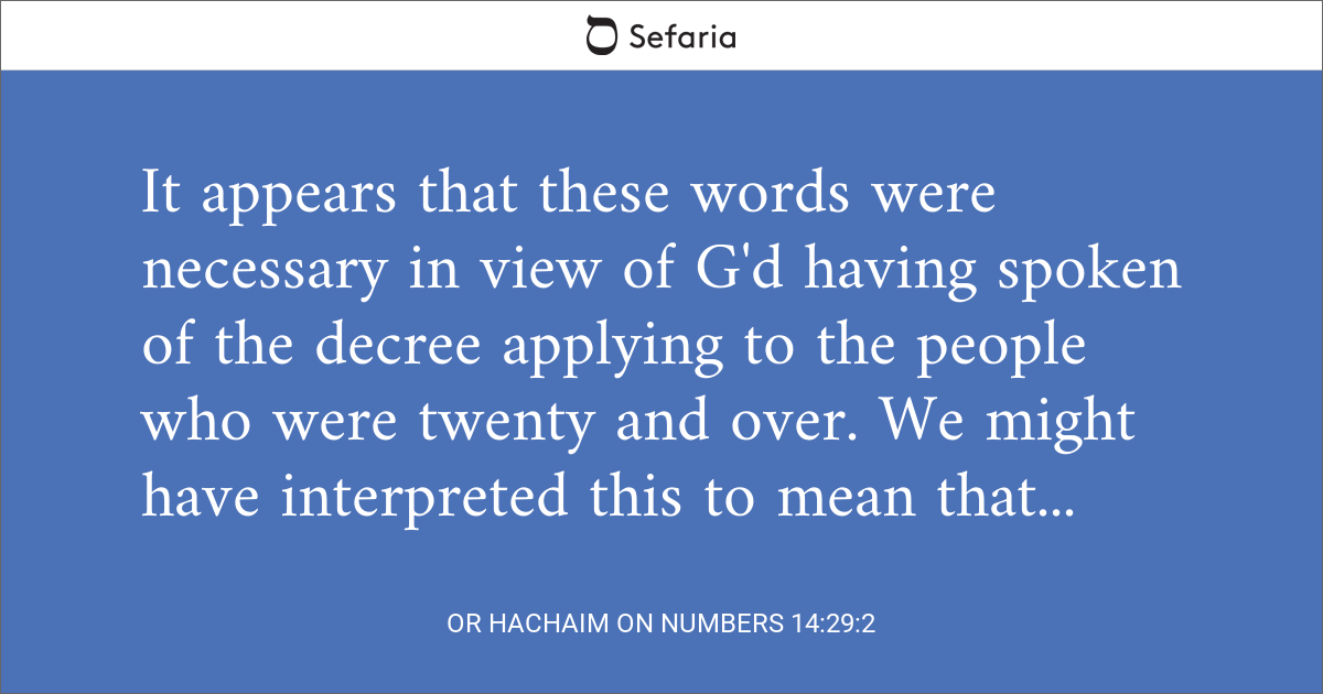 Or HaChaim on Numbers 14:29:2