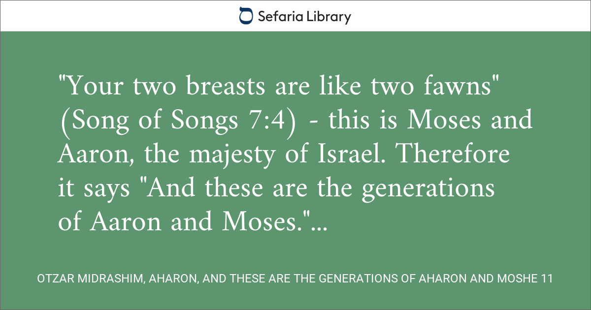 Otzar Midrashim, Aharon, And These are the Generations of Aharon and ...