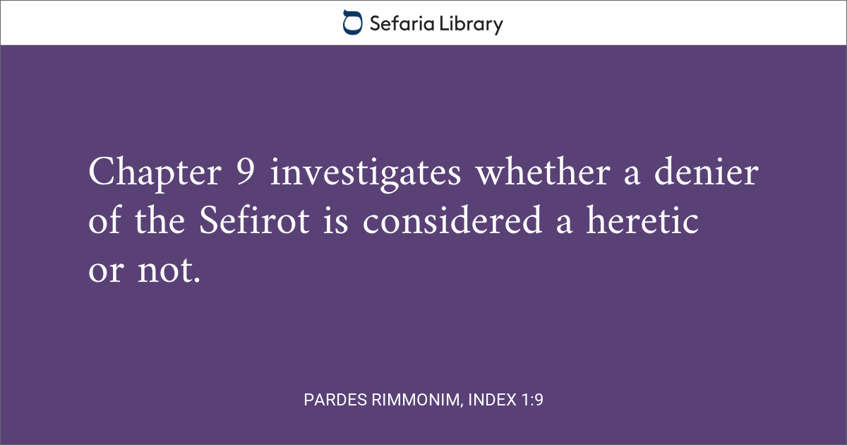 Pardes Rimonim, Index 1:9