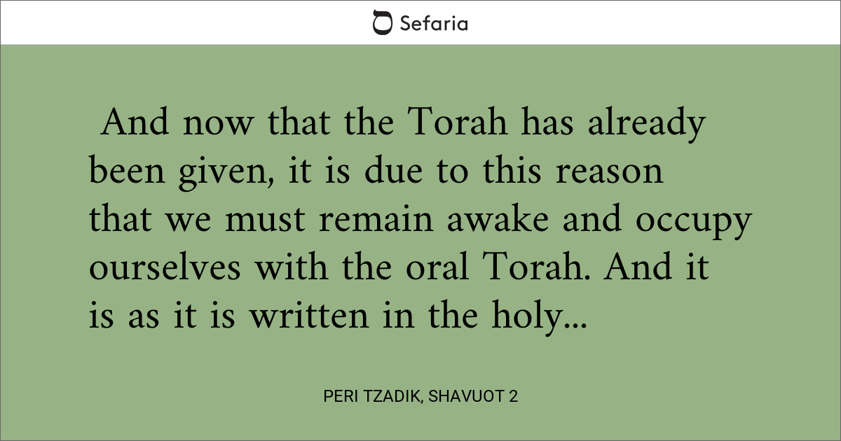 Peri Tzadik, Shavuot 2