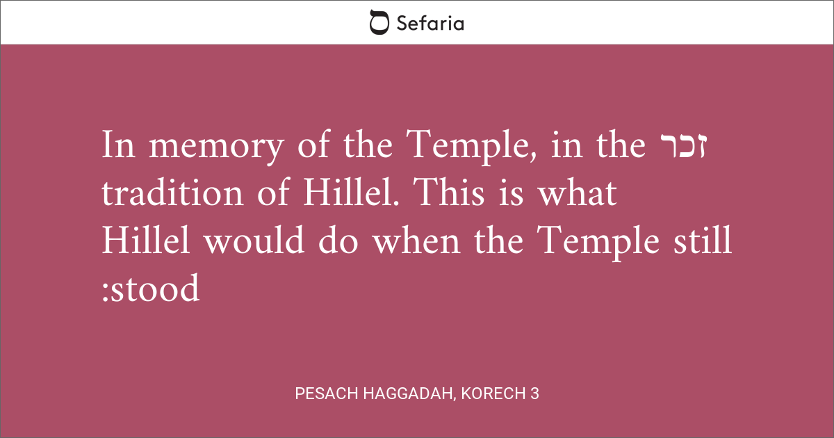 Pesach Haggadah, Korech 3