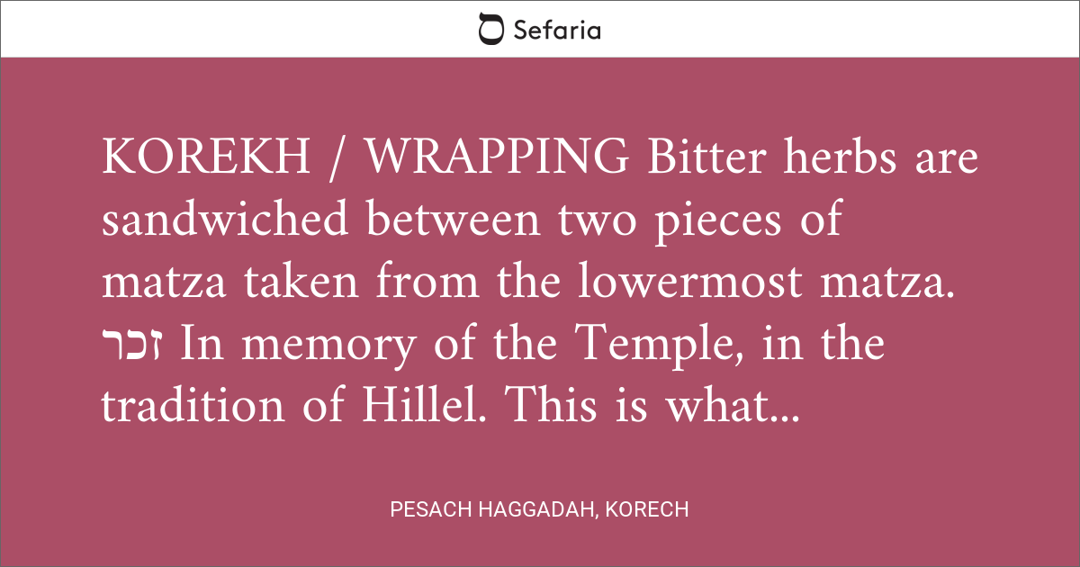 Pesach Haggadah, Korech