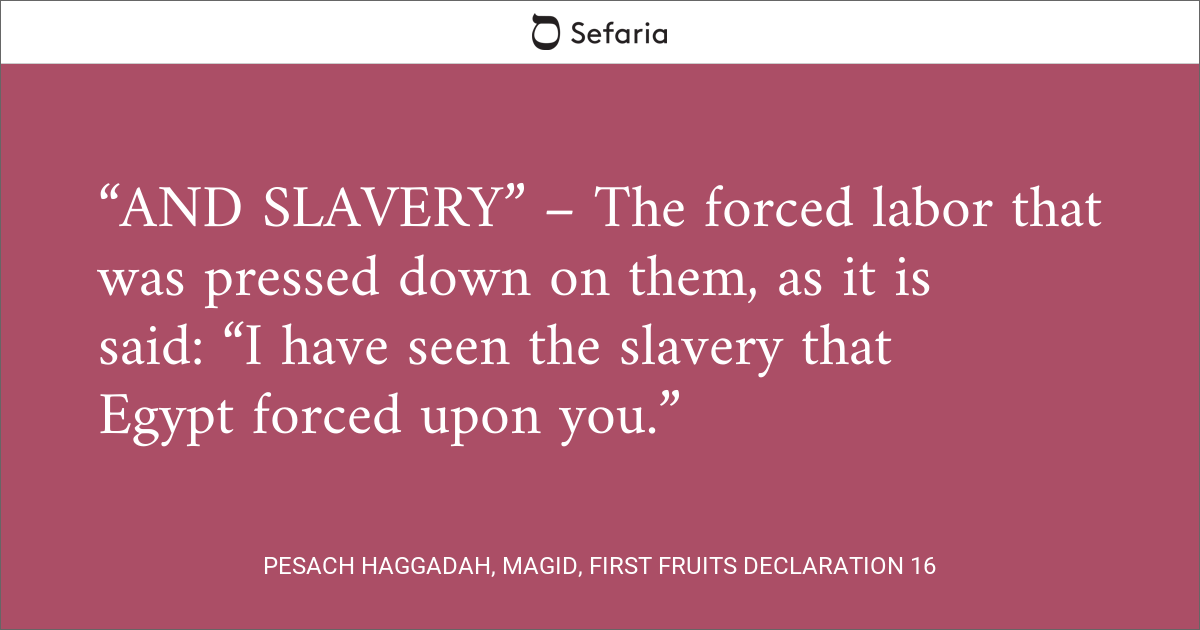 Pesach Haggadah, Magid, First Fruits Declaration 16