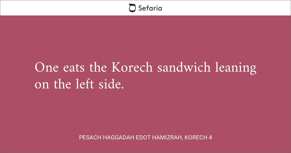 Pesach Haggadah Edot Hamizrah, Korech 4