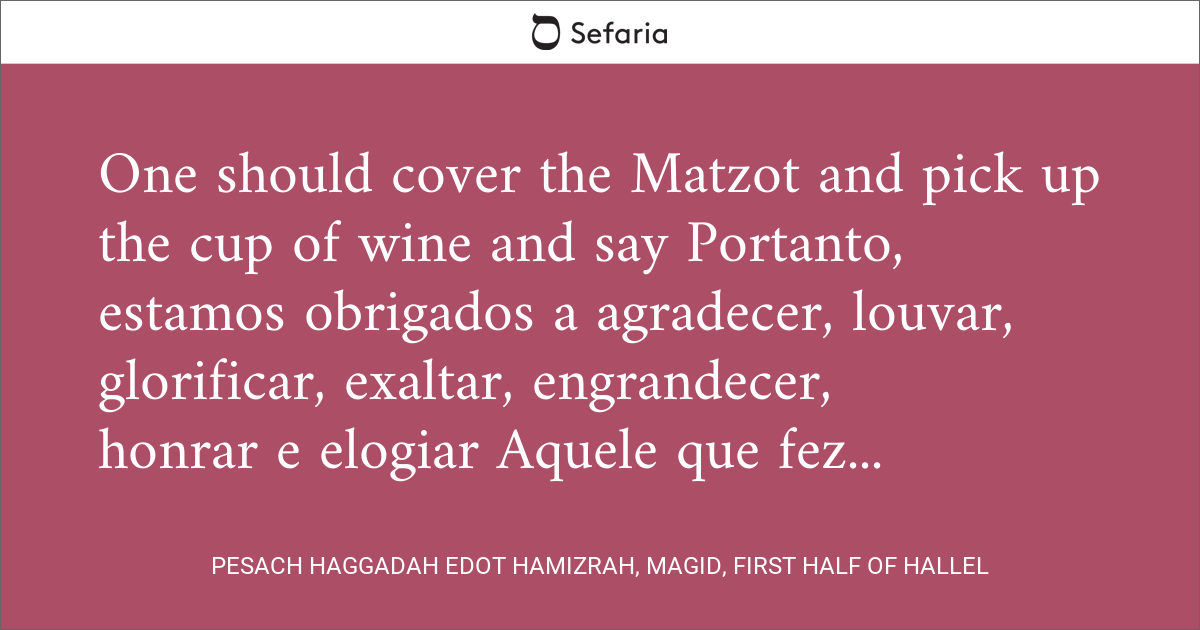 Pesach Haggadah Edot Hamizrah, Magid, First Half of Hallel