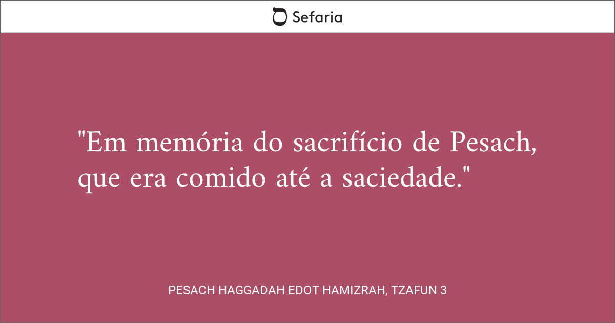 Pesach Haggadah Edot Hamizrah, Tzafun 3