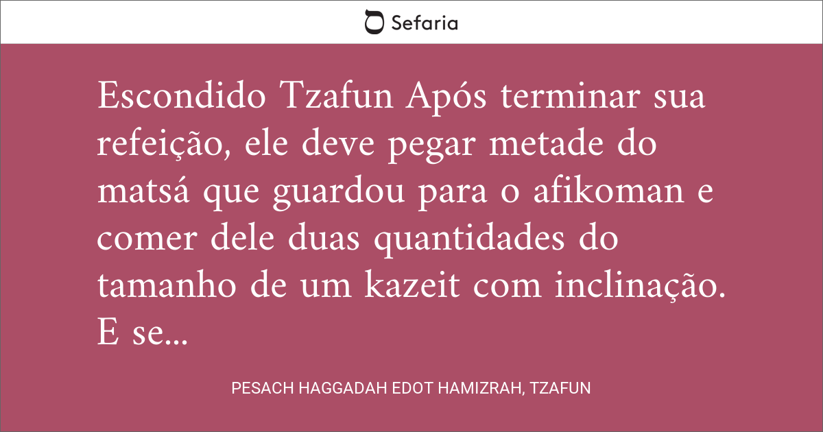 Pesach Haggadah Edot Hamizrah, Tzafun