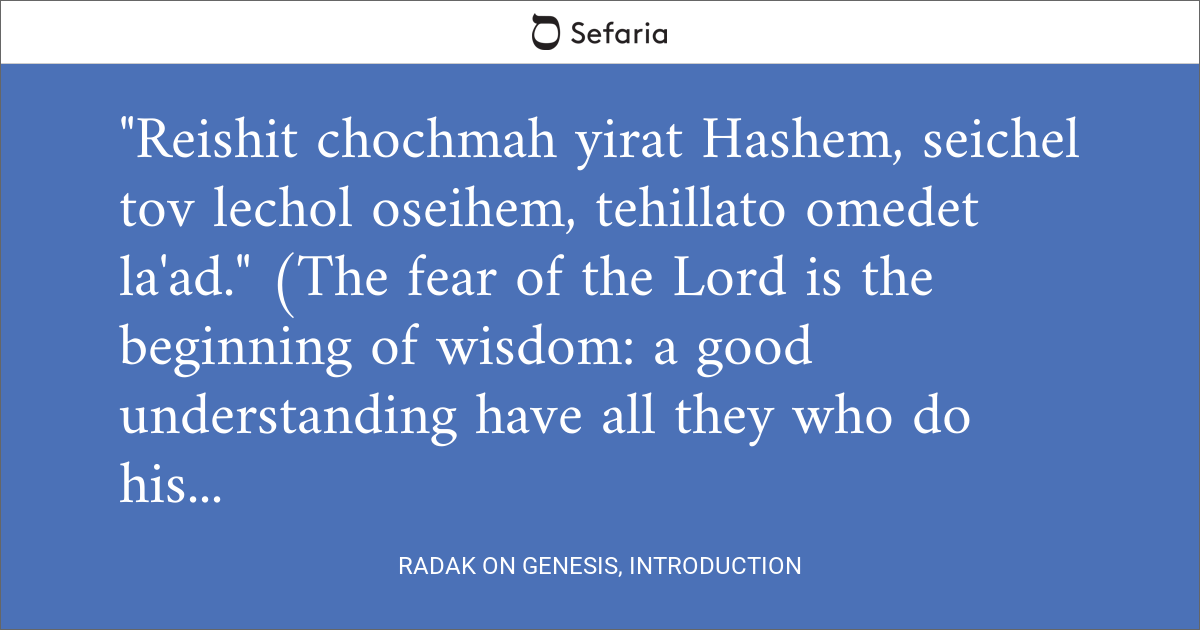 Radak on Genesis, Introduction