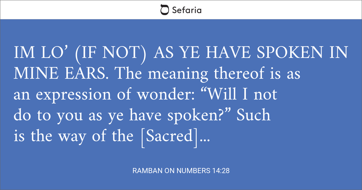 Ramban on Numbers 14:28