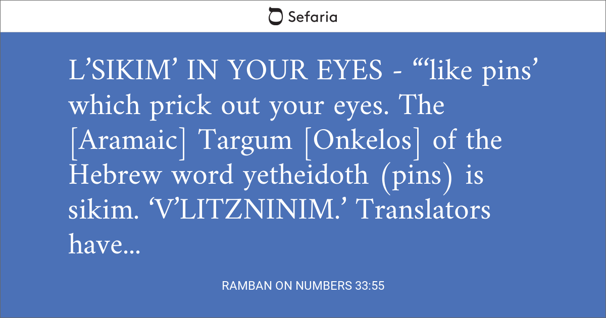Ramban on Numbers 33:55