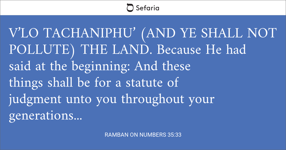 Ramban on Numbers 35:33